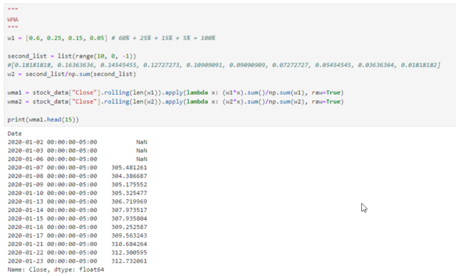 How To Make A Weighted Moving Average Using Python ...