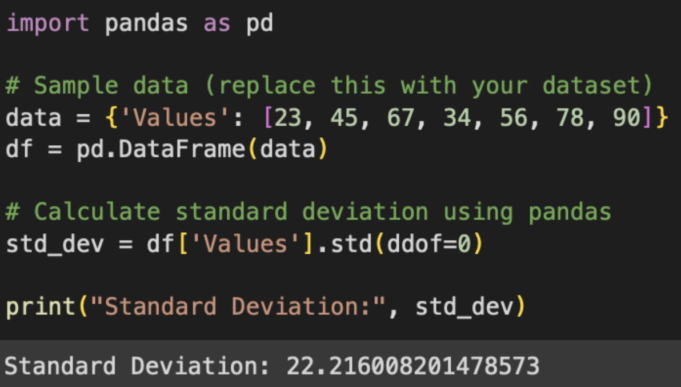 How To Calculate Standard Deviation In Python (Setup, Code, Example ...