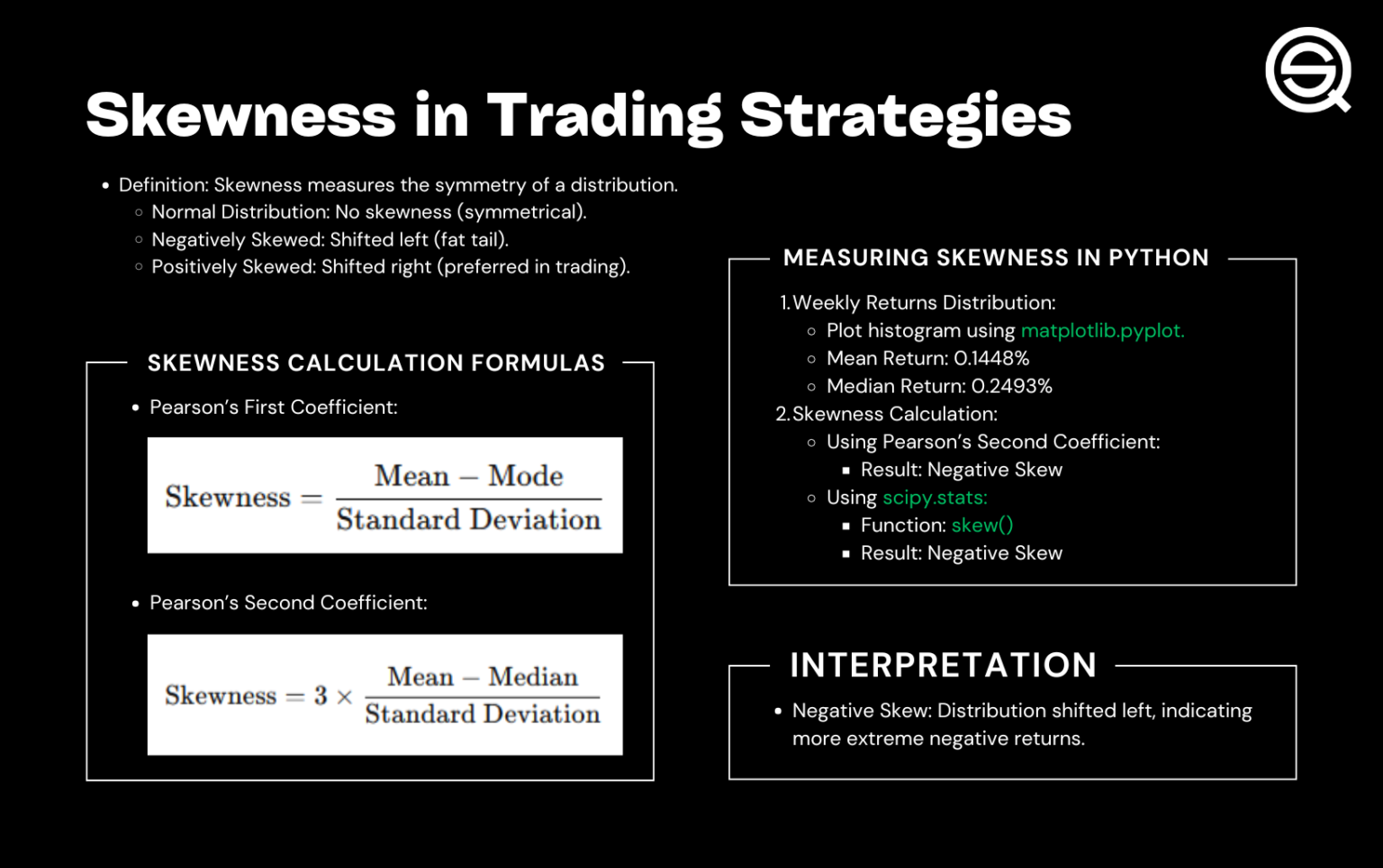 How To Measure Skewness Of A Trading Strategy Using Python Code Setup Example Analysis